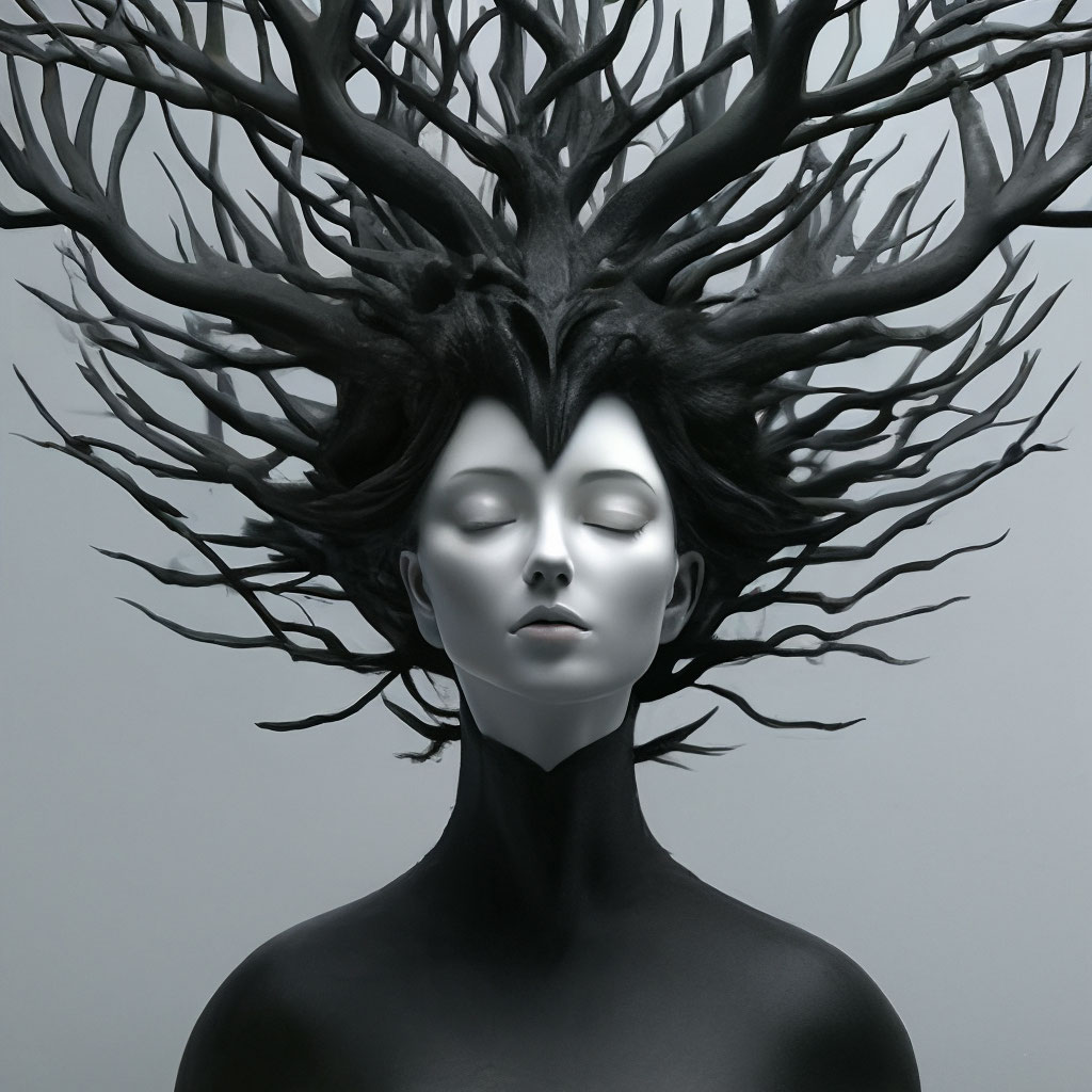 ". Minimalism surrealism grotesque witch soul porcelain skin black hair ...