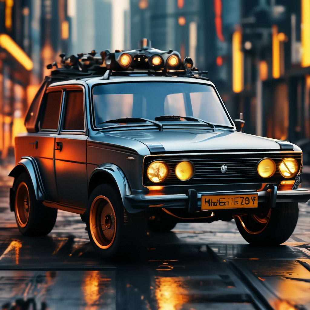 "Lada in the year 3000" — image created in Shedevrum