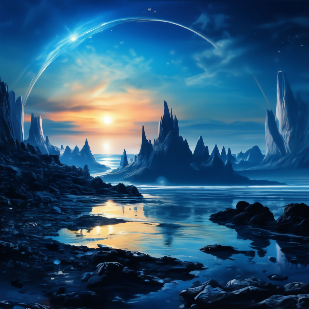 "💙 landscape from Neptune, cosmic landscape, oil painting, detailed ...