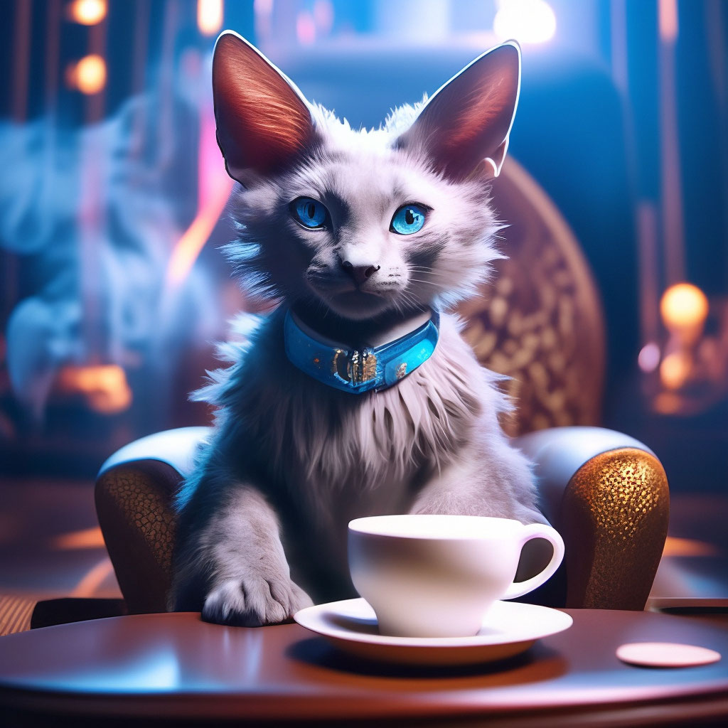 "@Atlantis. XENOMORPHIC magical fluffy cat similar to a sphinx, cute ...