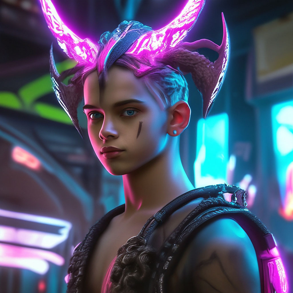 "Young hannibal Vampire Unicorn Cyberpunk Hyperdetalization Cyborg Neon ...