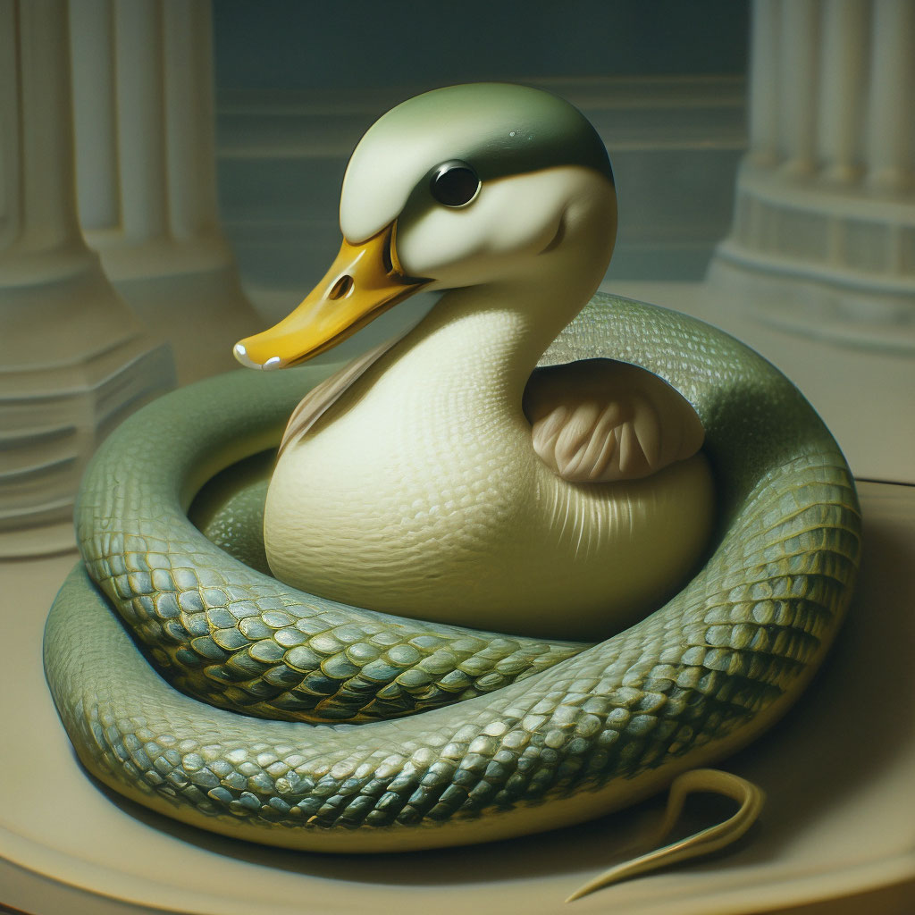 "Snake-duck" — image created in Shedevrum