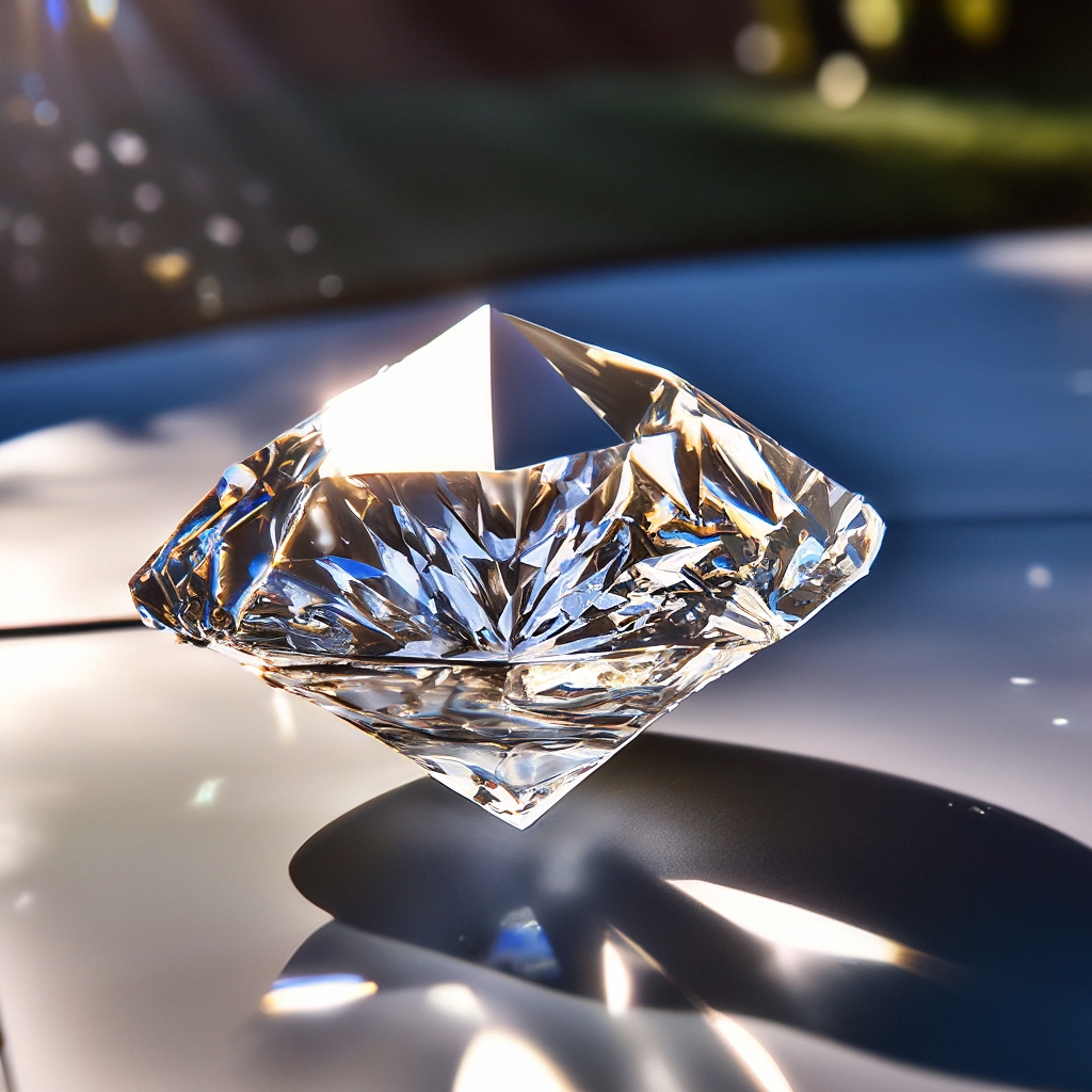"A diamond made of silver glitters in the sun." — image created in ...