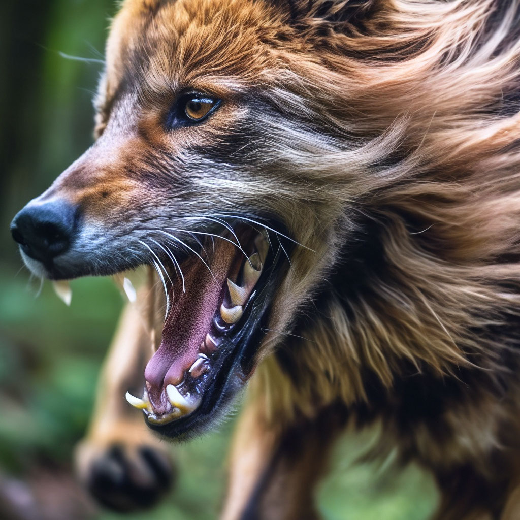 "Maned wolf, hunting, running, beautiful, atmospheric, elaboration of ...