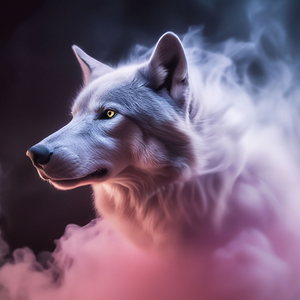 "A wolf made of smoke" — image created in Shedevrum