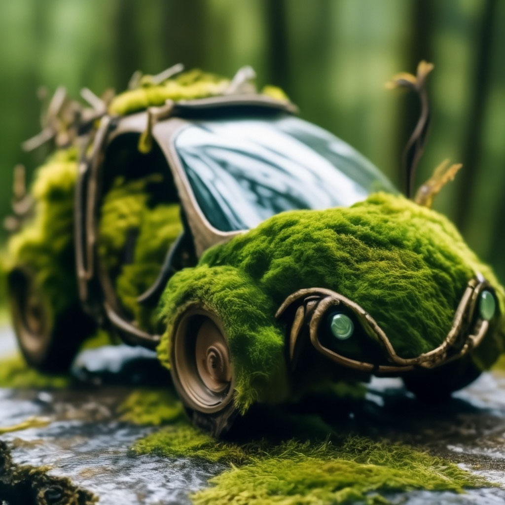 "A creative bio-car of the future made of plants, eco-friendly, created ...