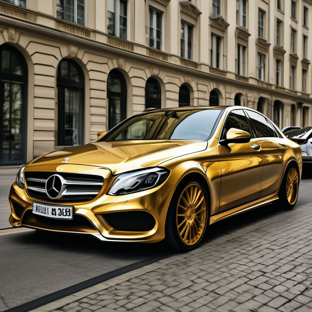 "Golden mercedes" — image created in Shedevrum