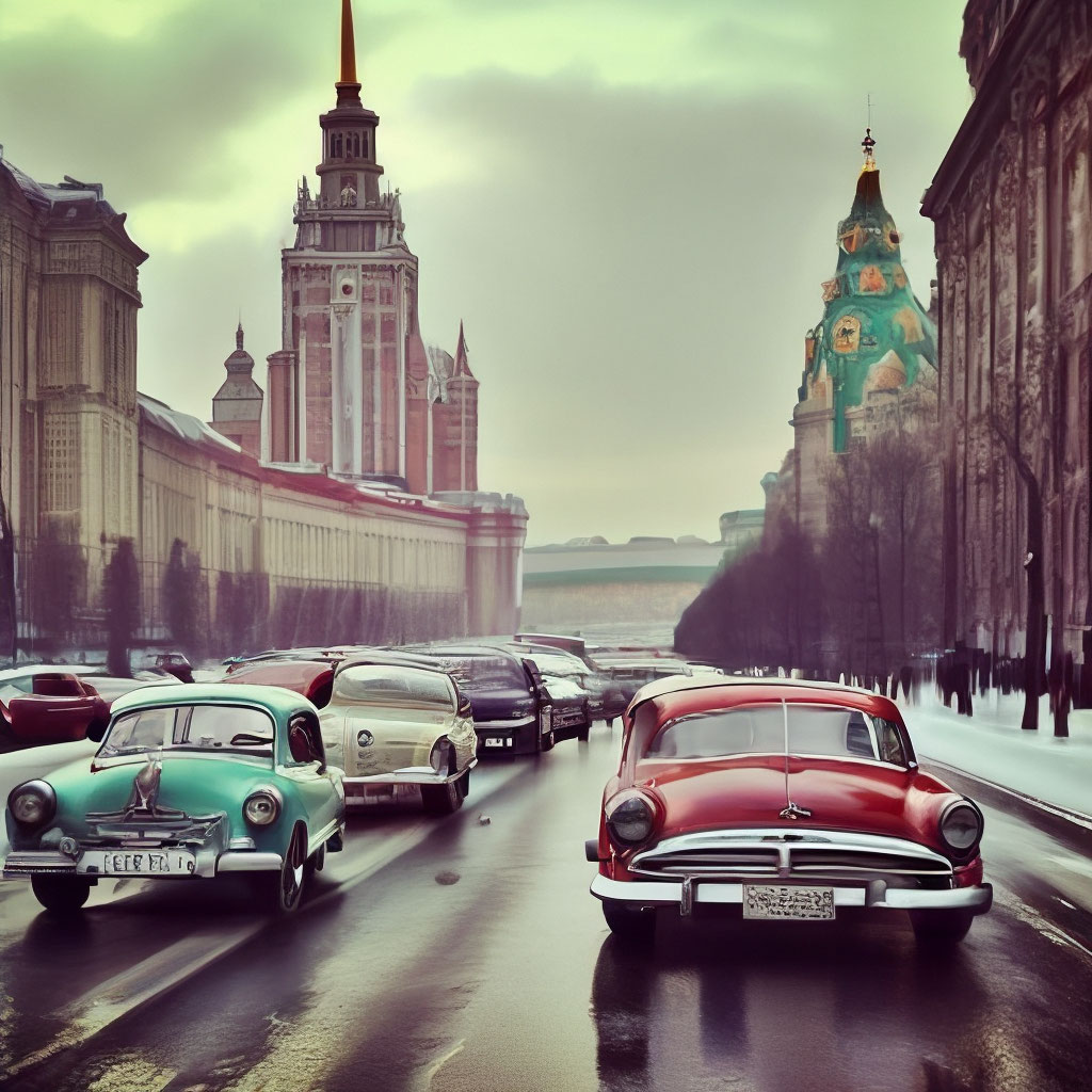 "Moscow is retro, cars are driving along Bolshoy Prospekt...The 50s ...