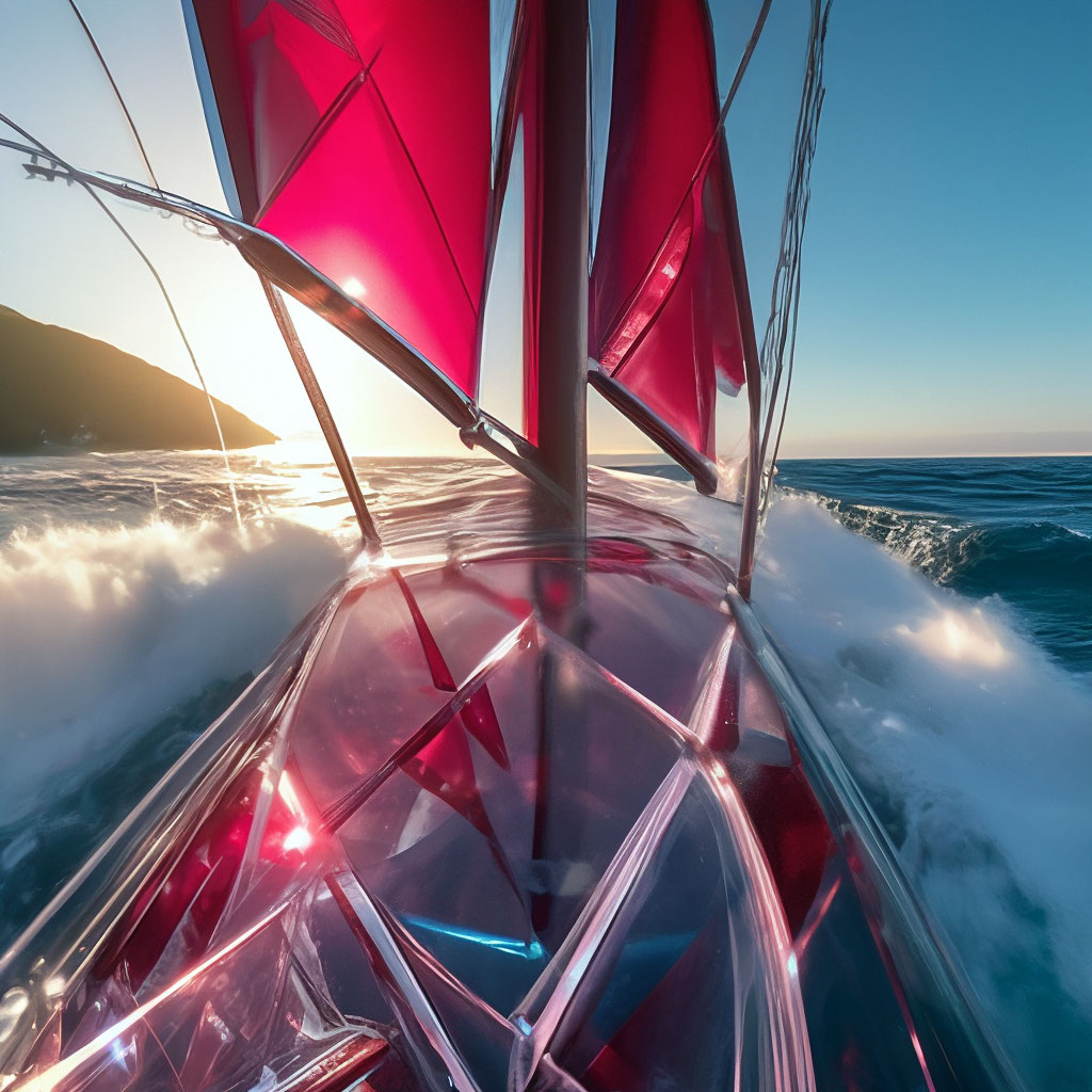"Ruby sails.Azure raging sea, huge waves and absolutely transparent as ...