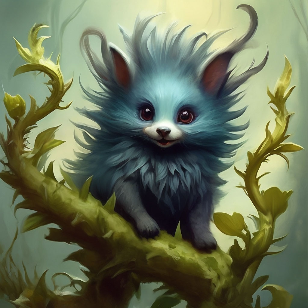 "Funny and cute fantasy creature with curly and silky fur instead of ...