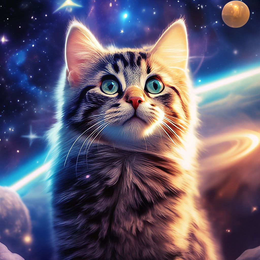 "The star cat and the galaxy" — image created in Shedevrum