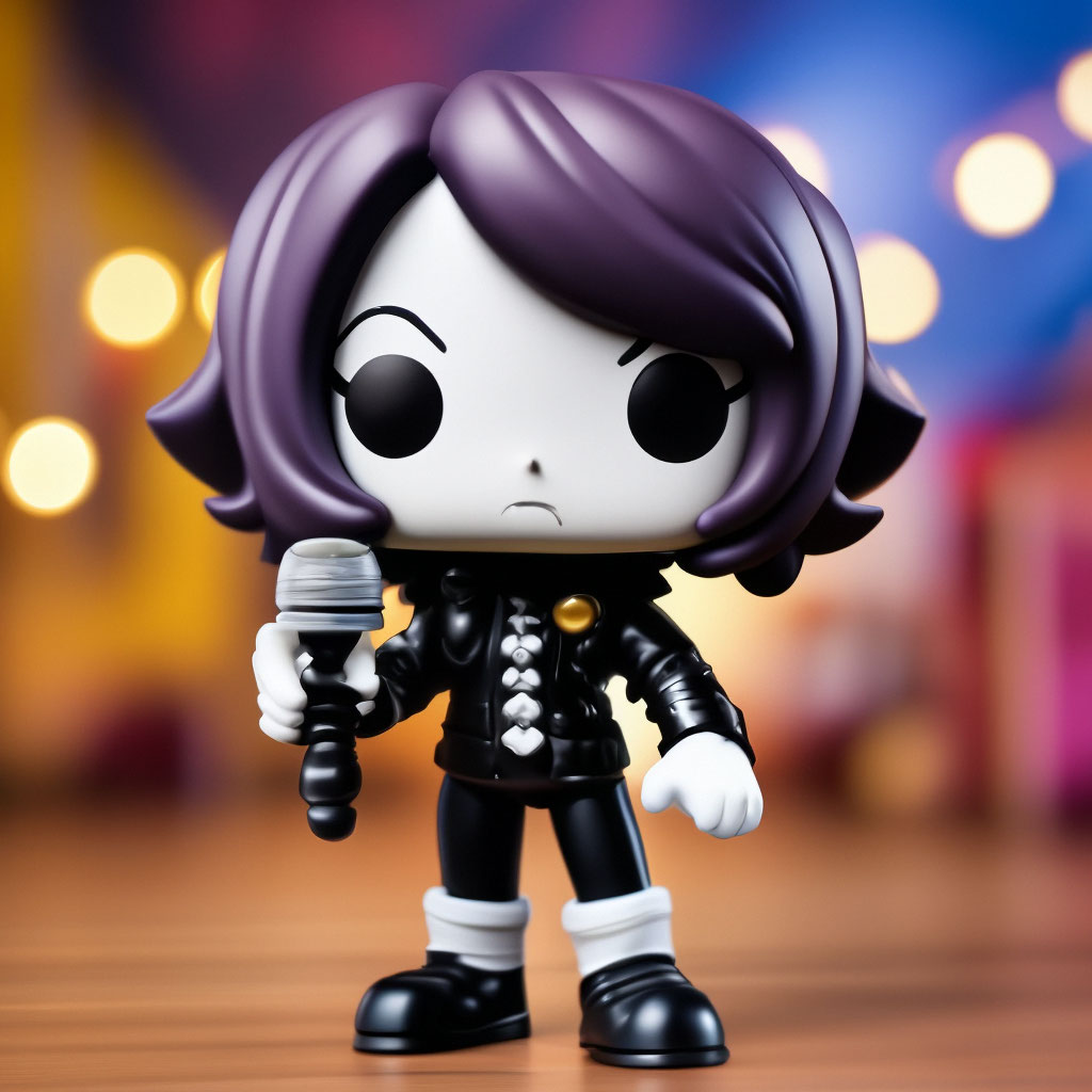 "Mettaton from littletale, small age, cute, holding a microphone ...
