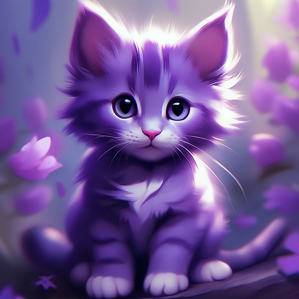 "Cute purple kitten" — image created in Shedevrum