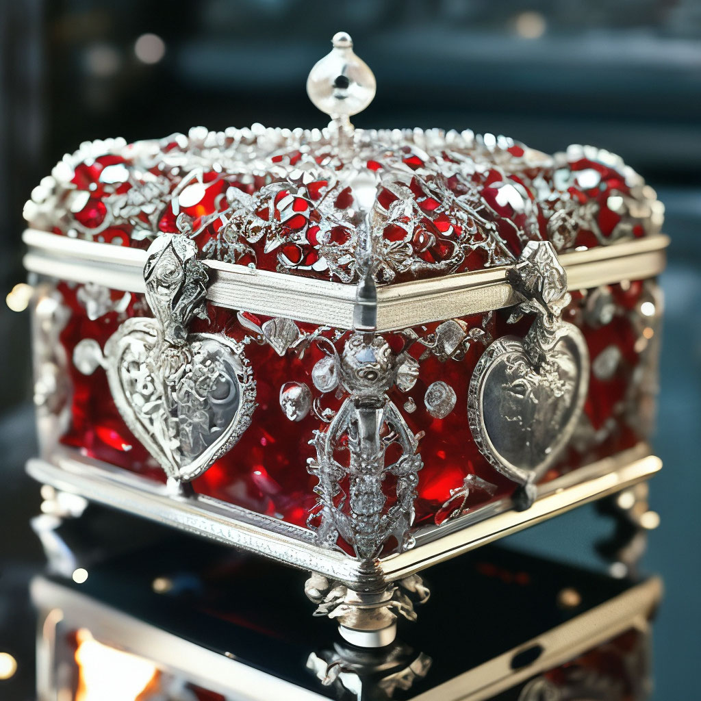 "Silver casket with the heart of Russia on the lid, inlaid with ...