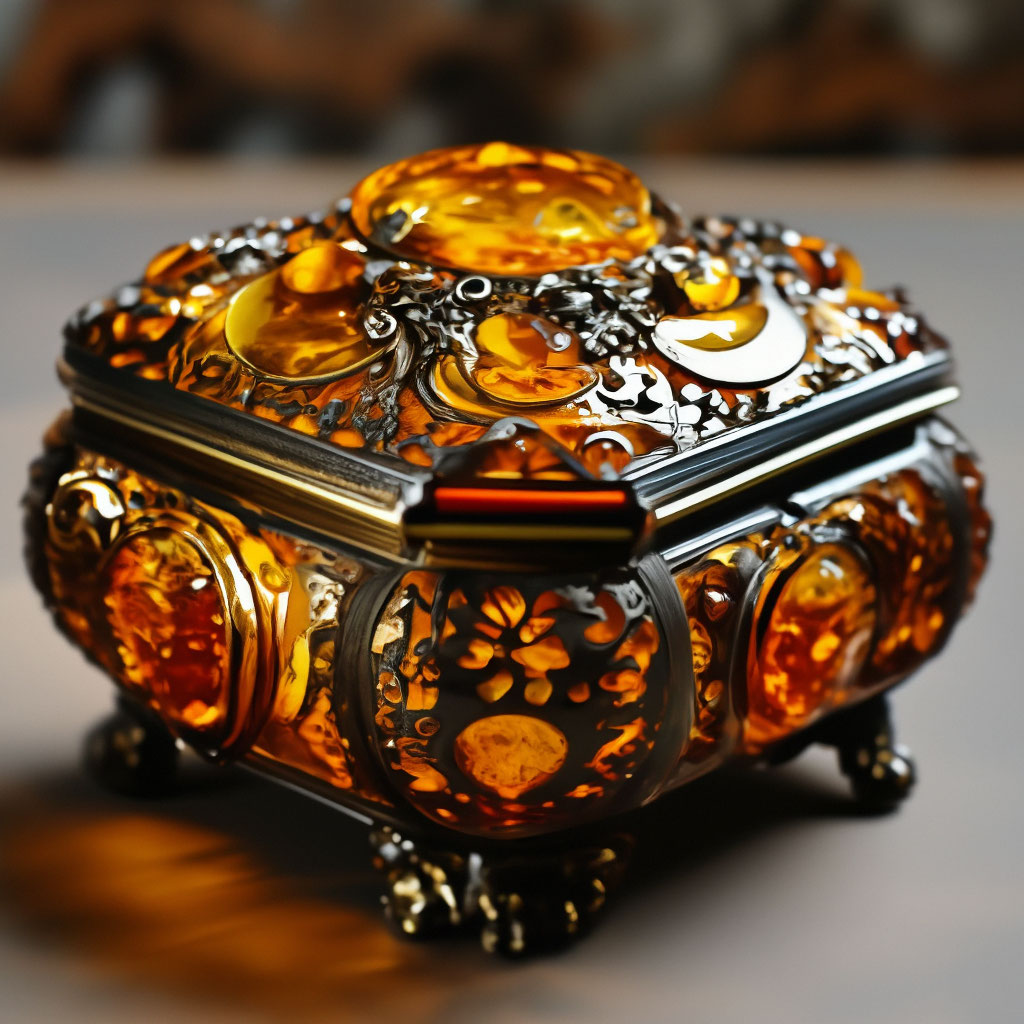 "Amber jewelry box" — image created in Shedevrum