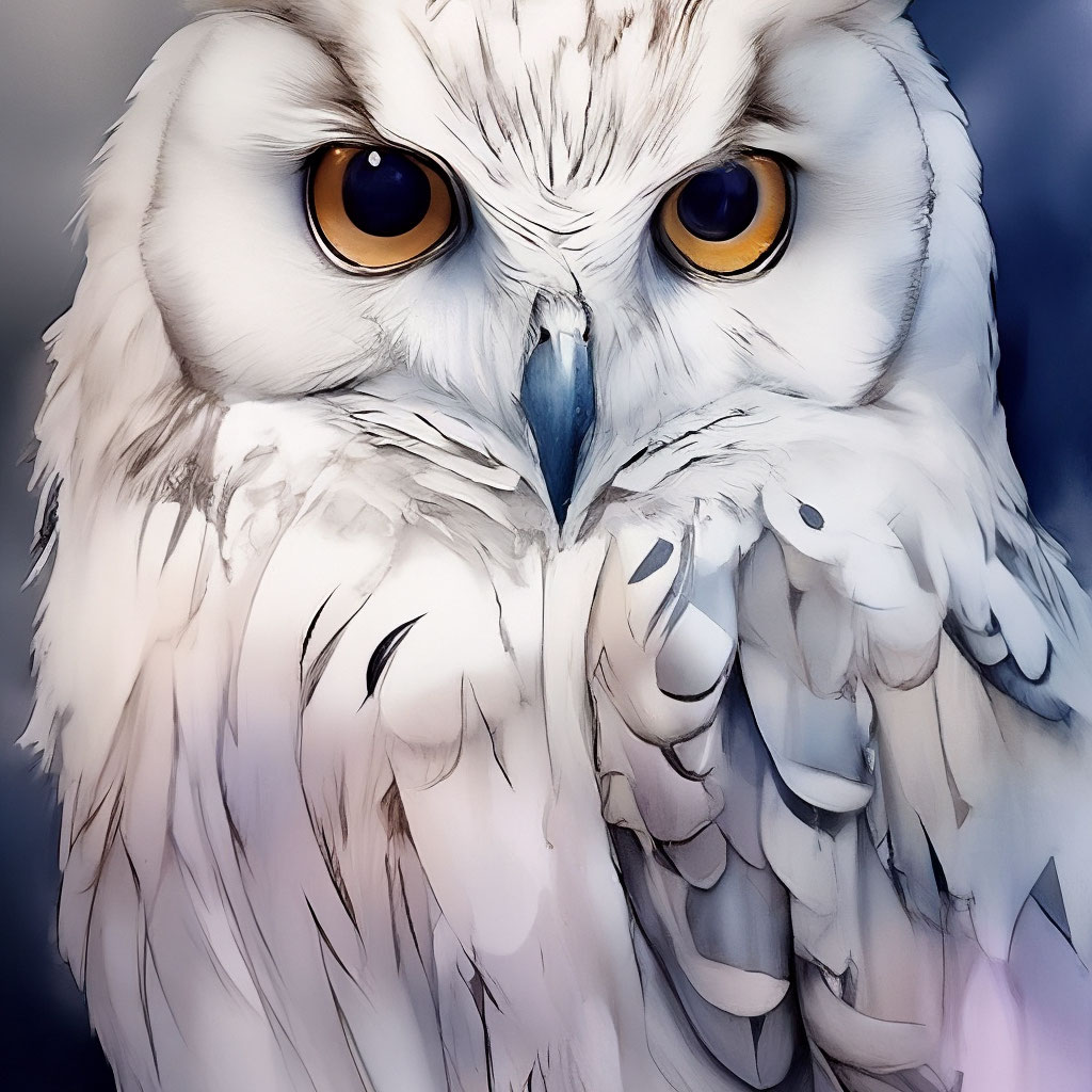 "Owl white, light drawing, white vignette, digital art, drawing ...