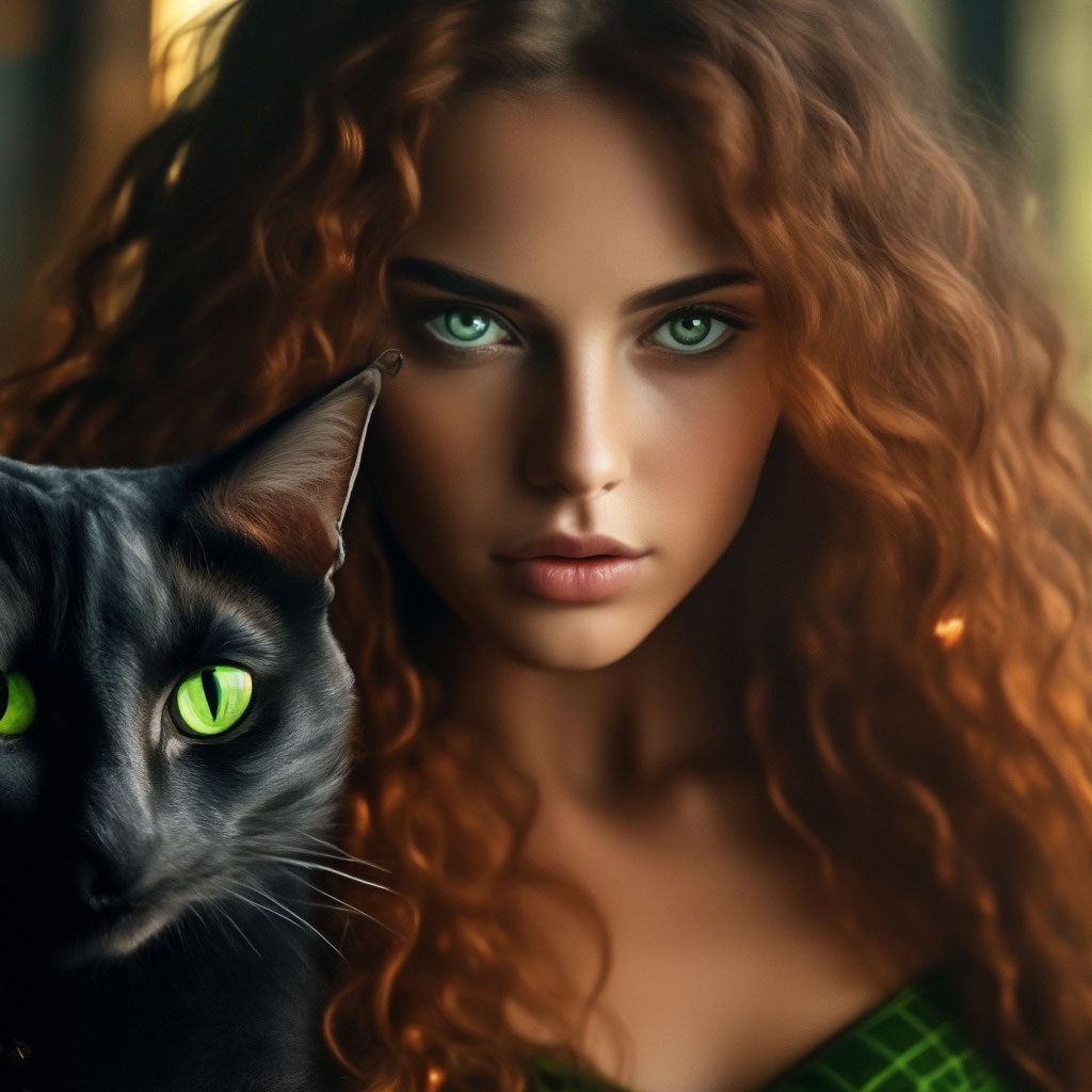 "Beautiful young witch, dressed up for halloween, beautiful green eyes ...