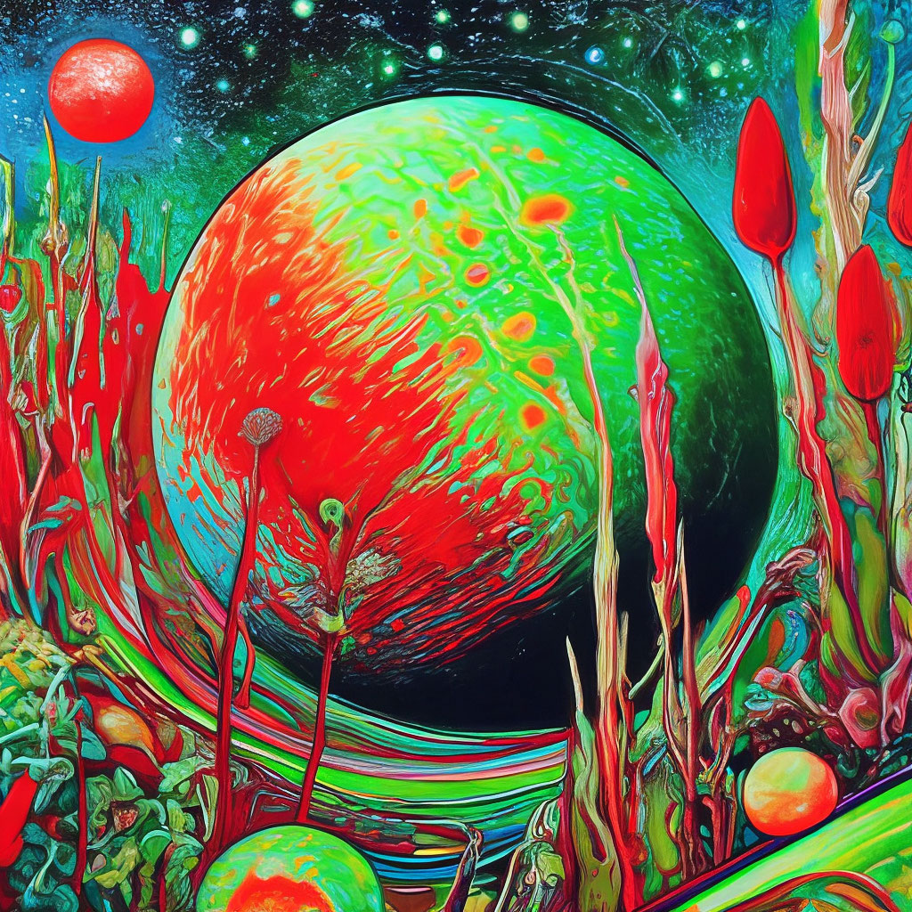 "The great planet mercury, Full hd botanical art, pointillism style ...