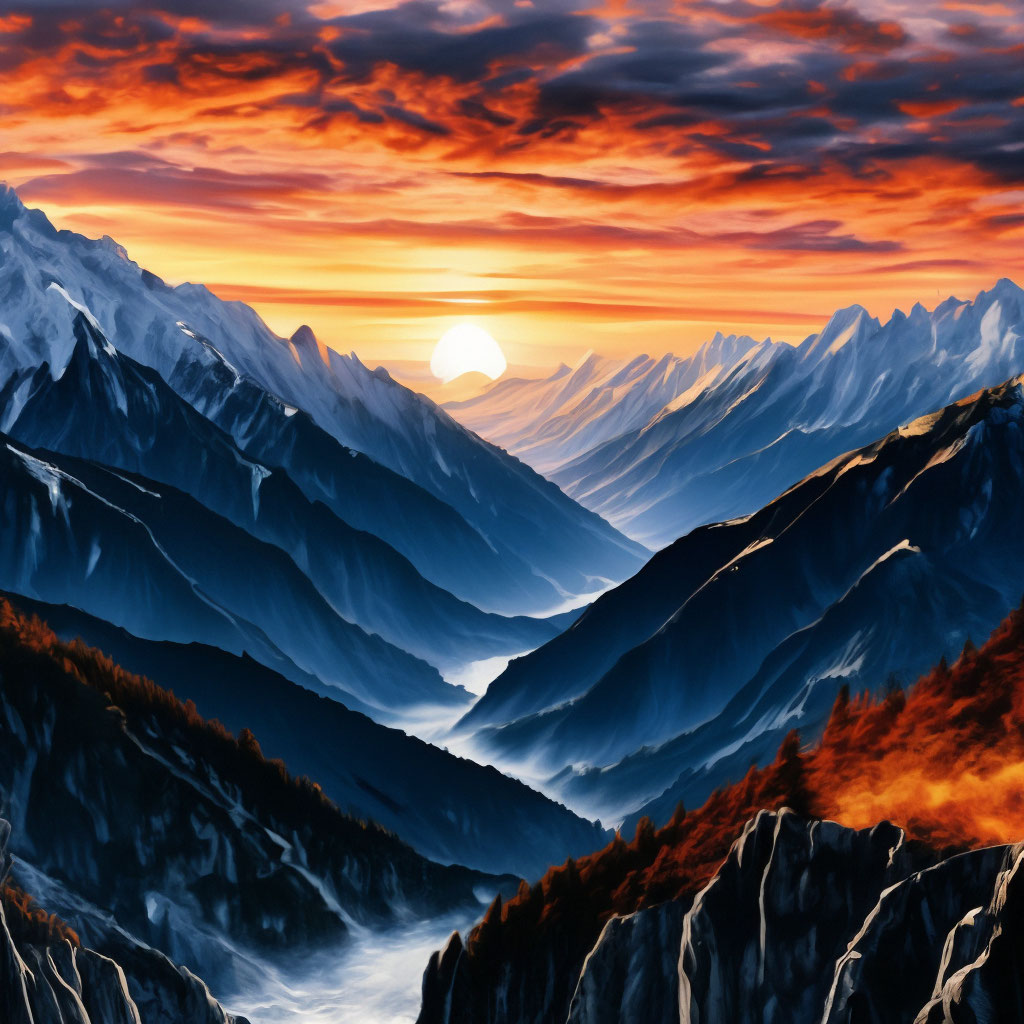 "Dawn, ural mountains, fantasy, japanise, pencil+marker+ink, artistic ...