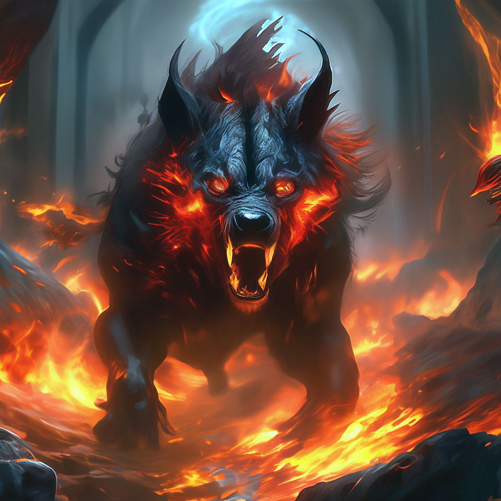 "Fire hyena, Diabolic, Magma, Horror, 4k, high resolution, high detail ...