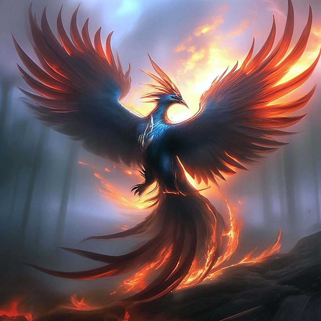 "Phoenix is epic beautiful realistic" — image created in Shedevrum