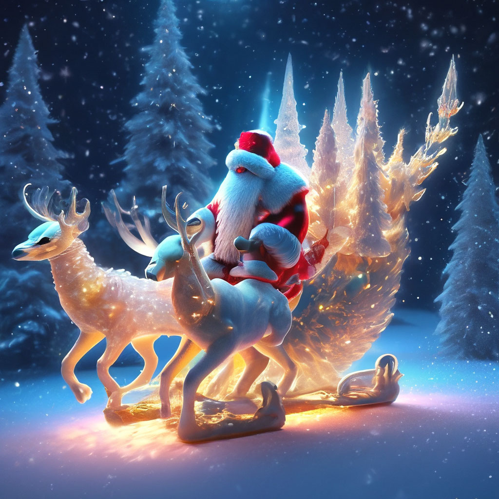 "New Year's lantern,Santa Claus inside,sleigh and reindeer sled,snow ...