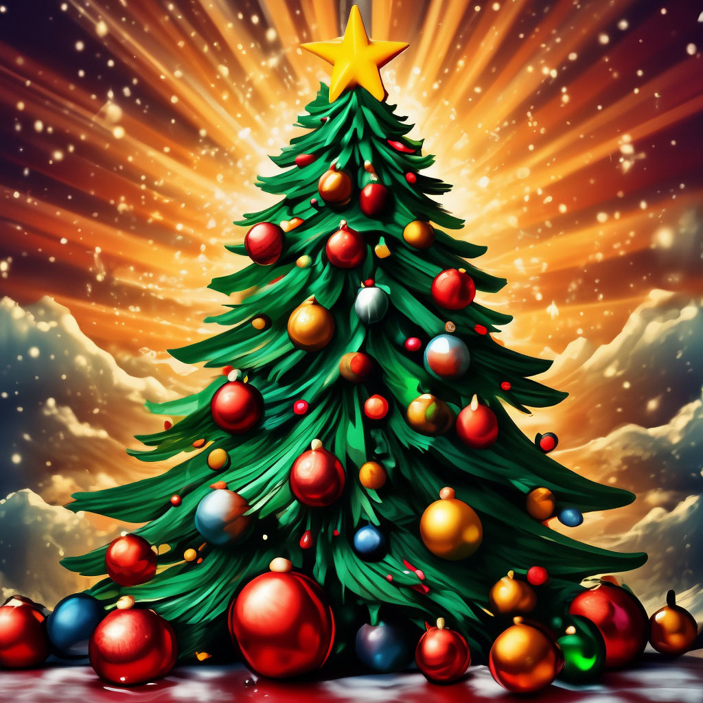 "Christmas tree pop art style" — image created in Shedevrum