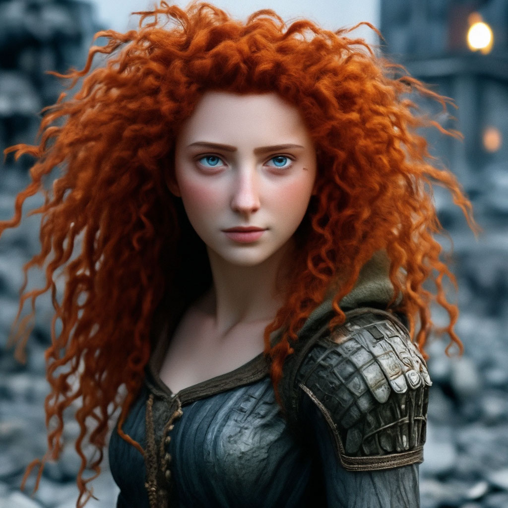 "Merida in the style of Tim Burton, high resolution, high detail ...