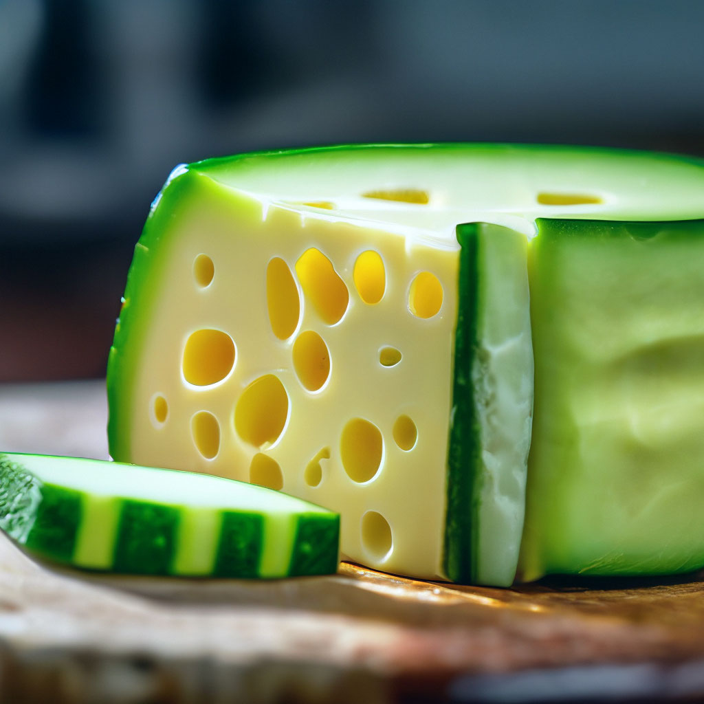"A hybrid of cheese and cucumber. aesthetically pleasing, realistic ...