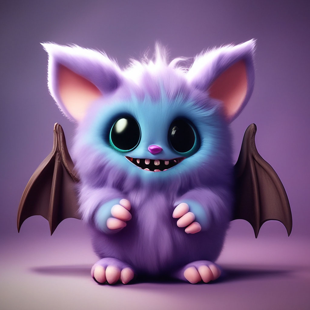 "Cute fluffy monster bat" — image created in Shedevrum