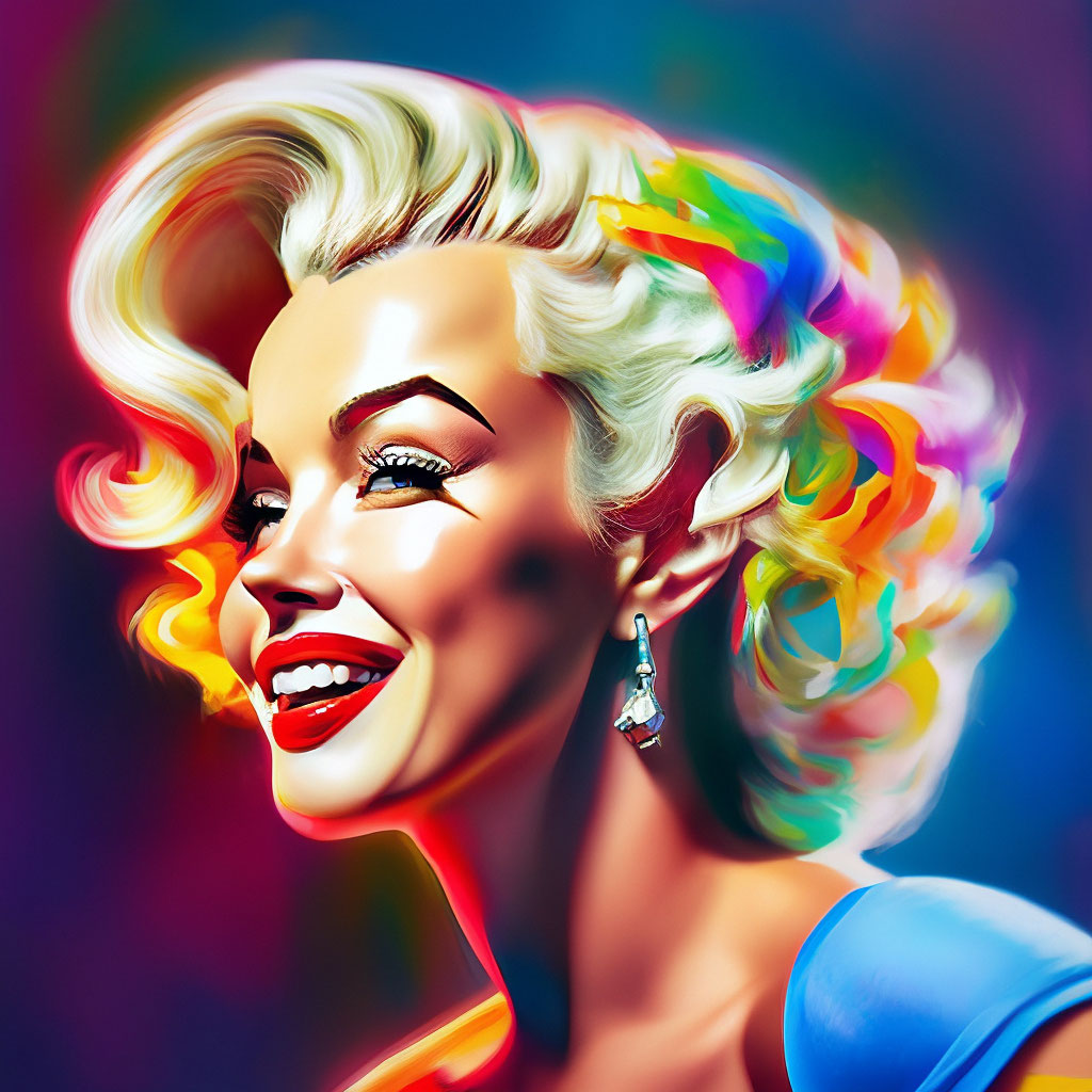 "Cartoon, caricature of Merelyn Monroe, photo effect, hyperrealism ...