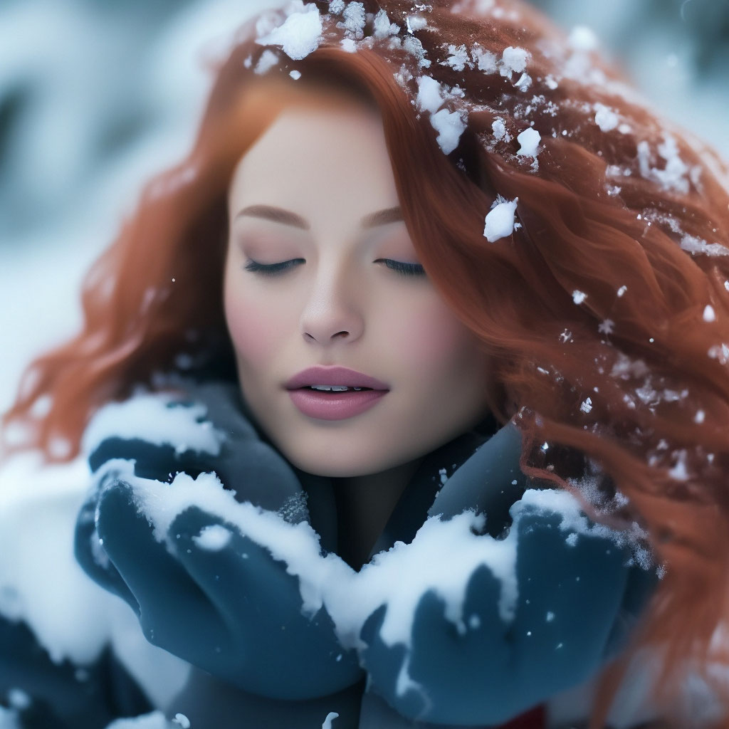 "Let the snow not melt on your hair" — image created in Shedevrum