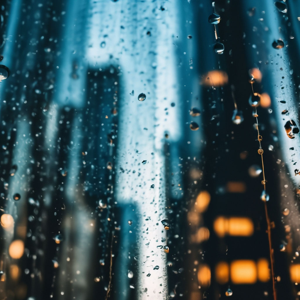 "Drops on glass, close-up, high-rise buildings, skyscraper, sky, high ...