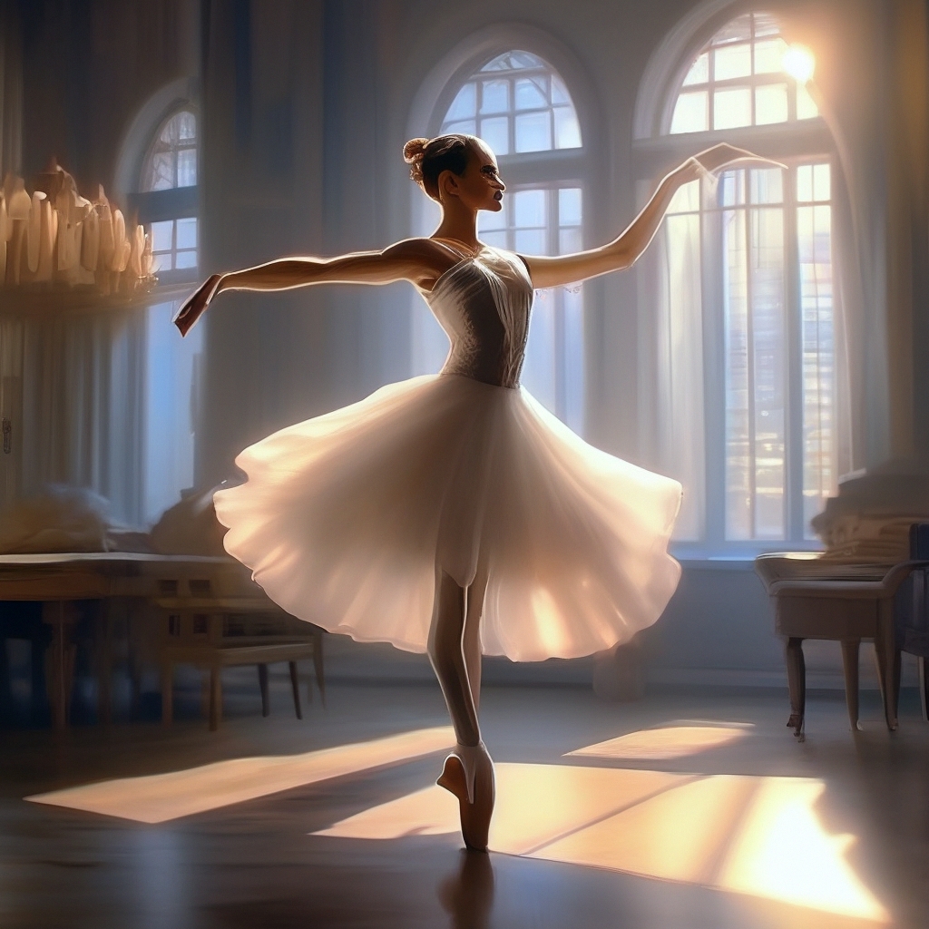 "Ballerina, very beautiful realistic photo" — image created in Shedevrum