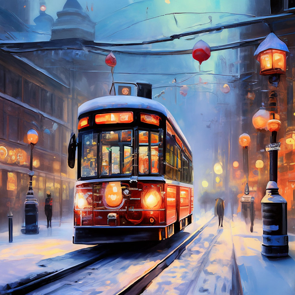 "New year's tram" — image created in Shedevrum