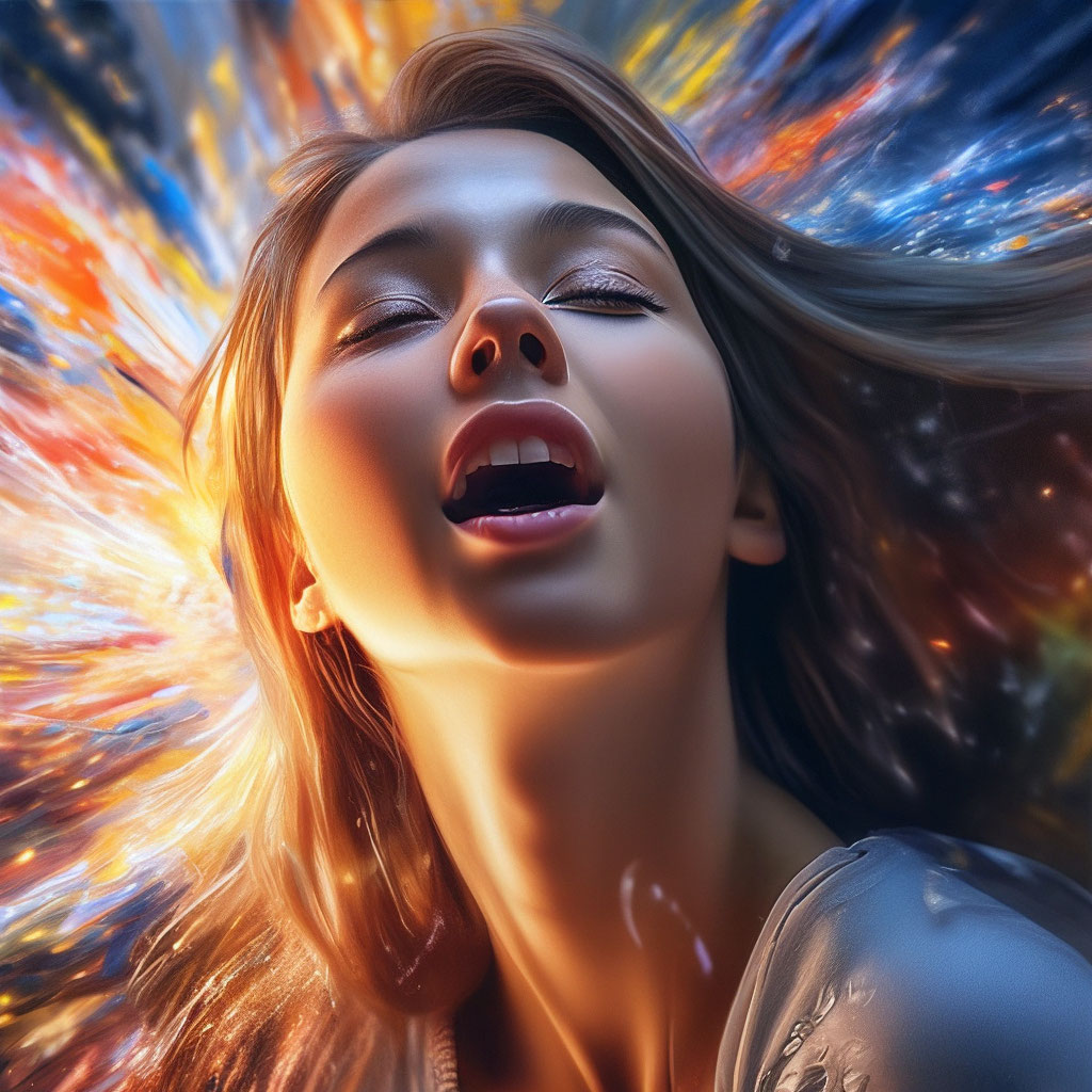"Emotional explosion of a girl, hyper-sharpness, hyperrealistic ...