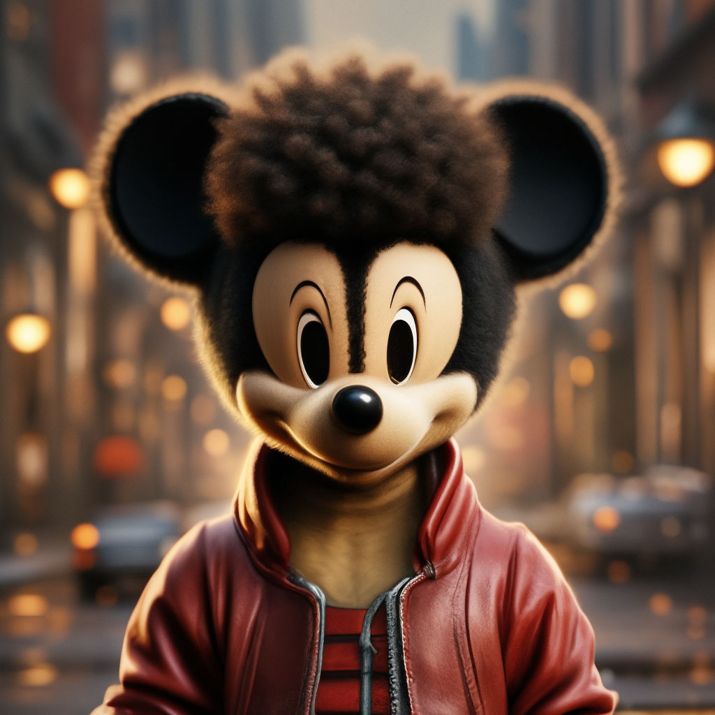 "Afro Mickey Mouse, high resolution, high detail" — image created in ...