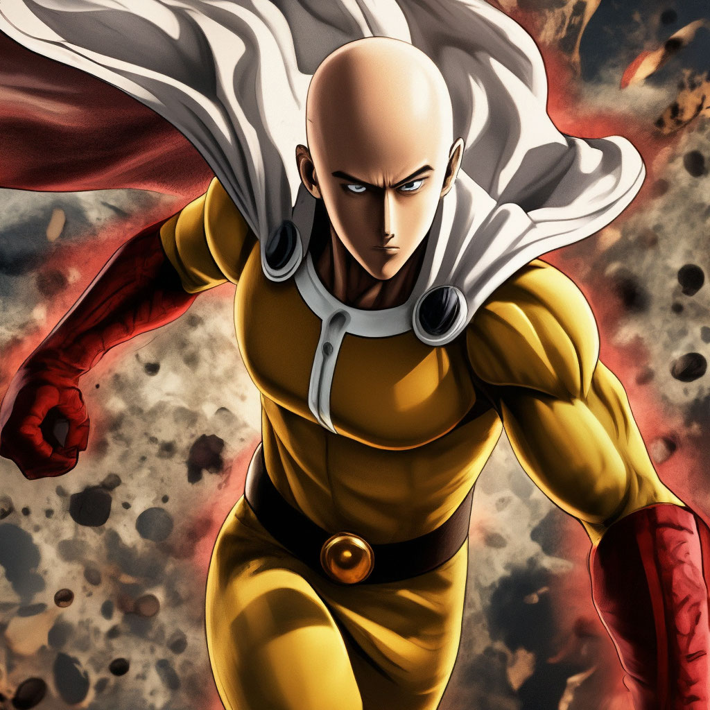 "Saitama from the anime "Onepunchman", hit, monster explodes, epic ...