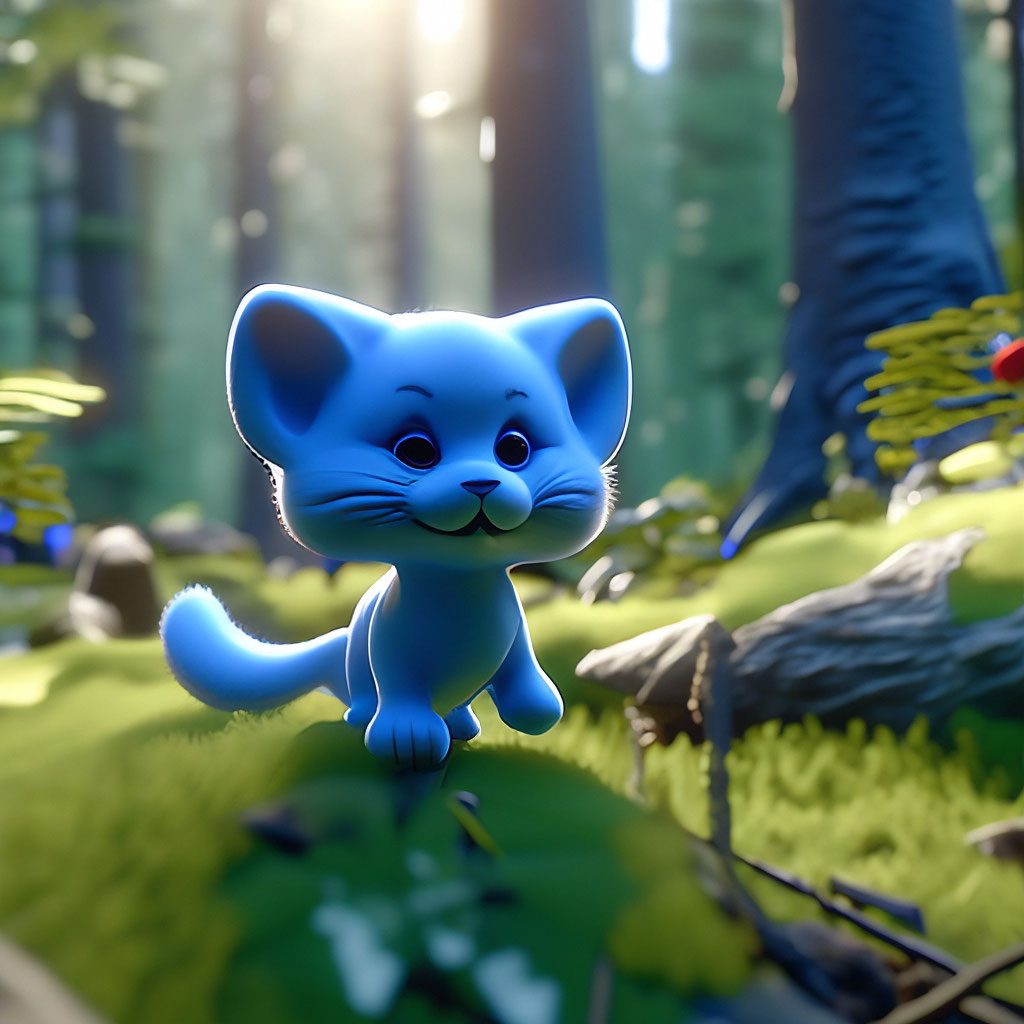 "Shailushai walks through the forest cat+smurf" — image created in ...