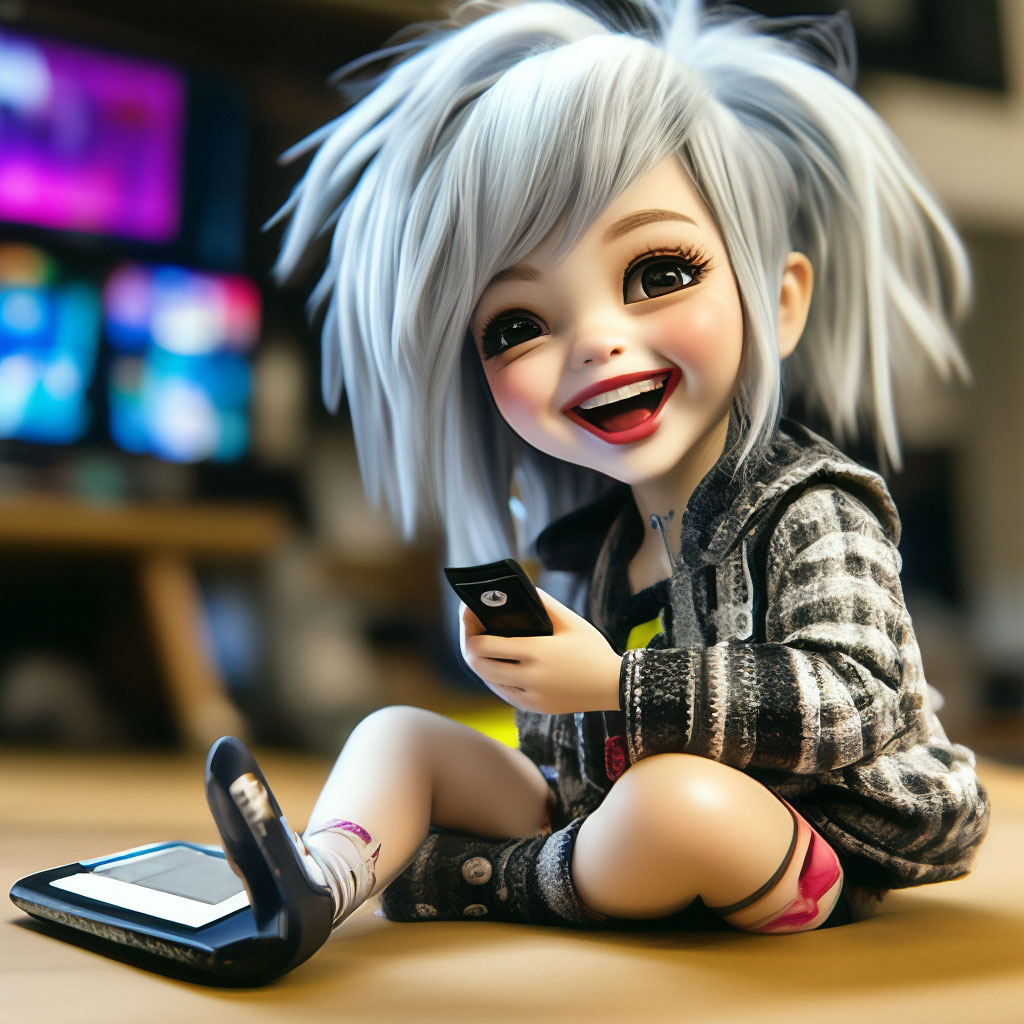 "Photorealism.A tiny cute cute funny chibi girl tumbleweed doll with a ...