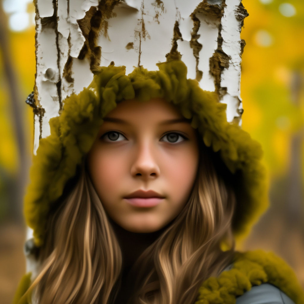 "A girl disguised as an aspen tree" — image created in Shedevrum