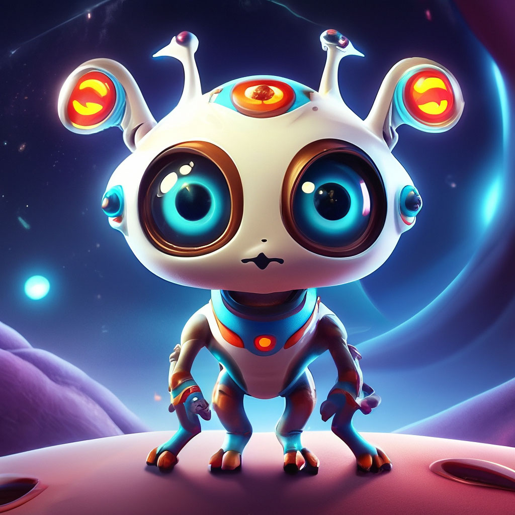 "Space pet with five eyes and five legs, cartoon" — image created in ...