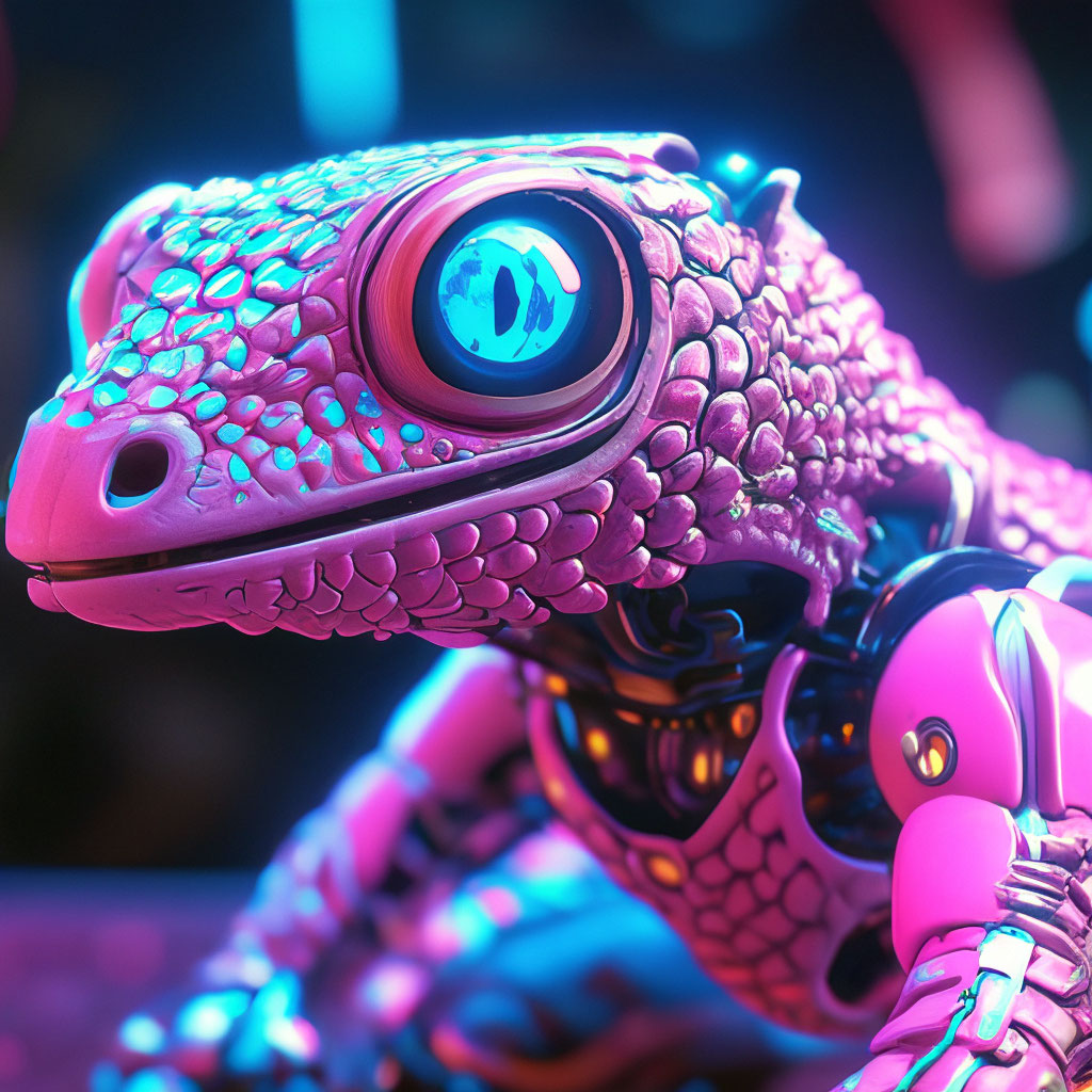 "Nanorobot, amoeba brain, steampunk, basic gecko shape, fighting pose ...