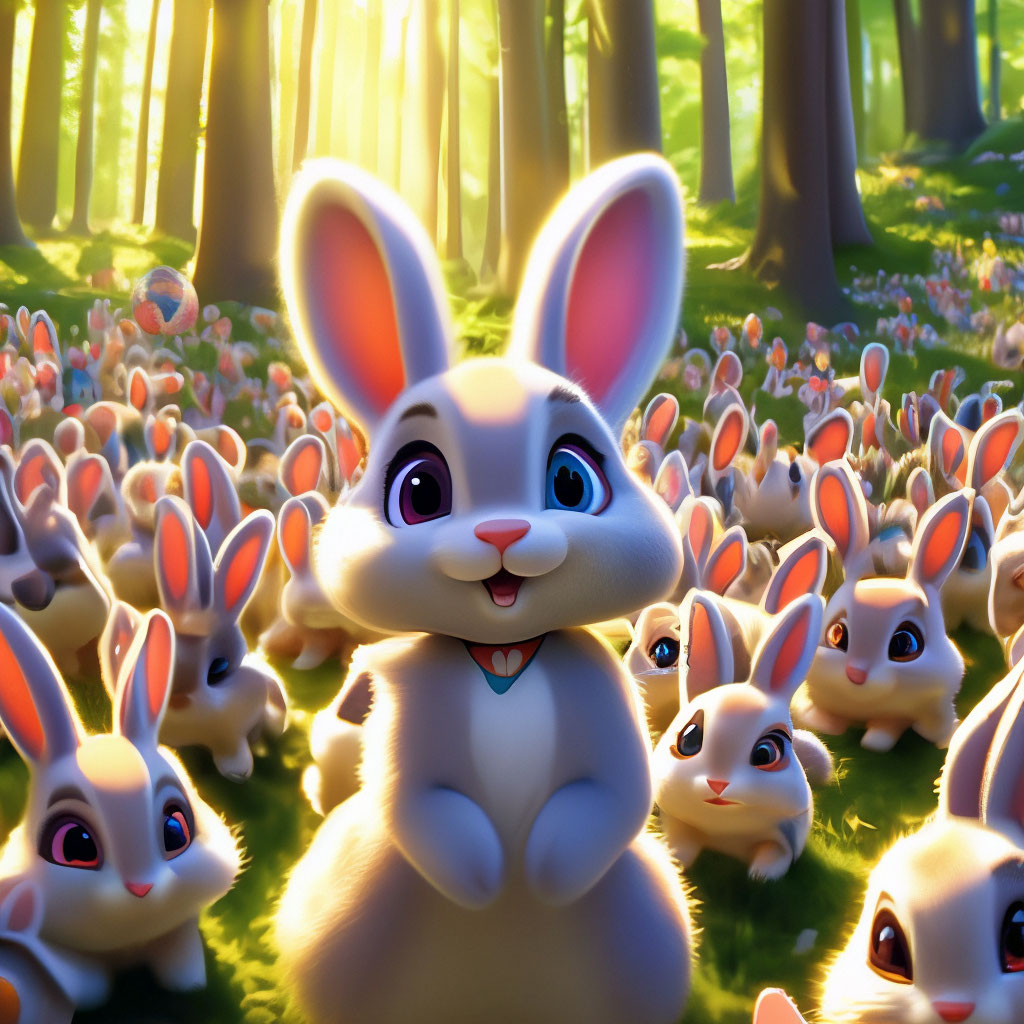 "A sea of fluffy cute bunnies in the style of the cartoon zveropolis ...