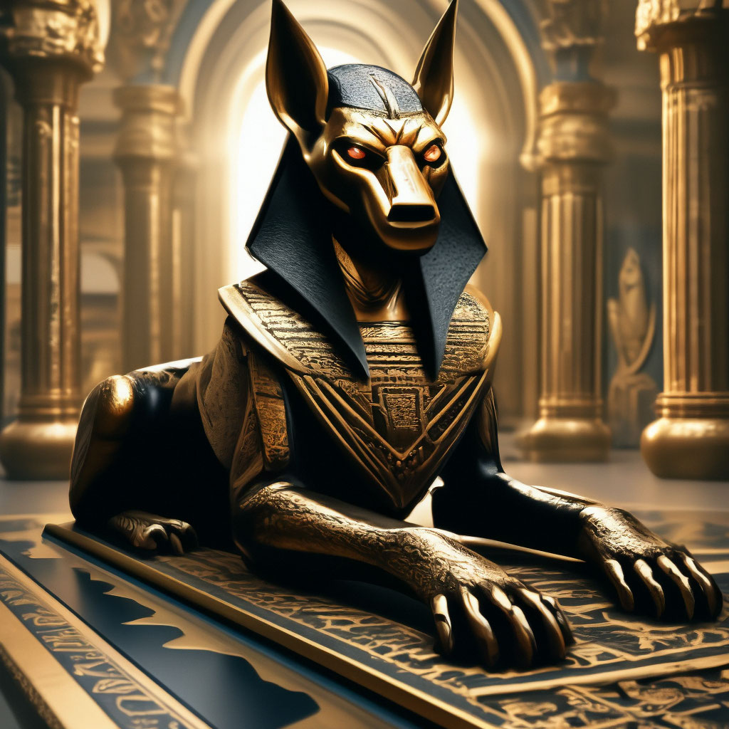 "The sphinx with the head of Anubis, the reclining Egyptian sphinx with ...
