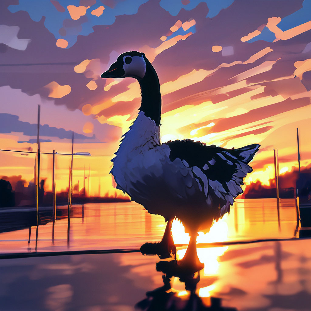 "Cool goose" — image created in Shedevrum