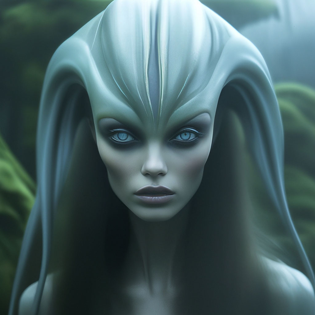 "A very attractive alien with big eyes full lips and long hair" — image ...