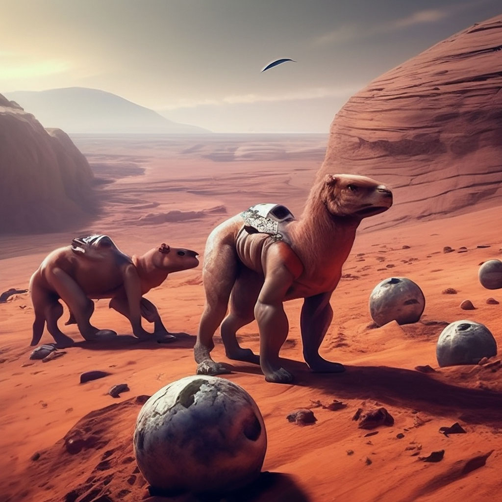 "Animals on Mars," — image created in Shedevrum