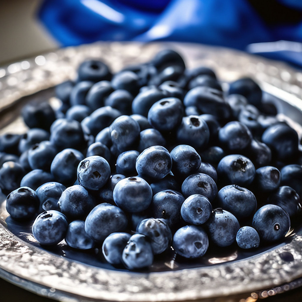 "Blueberries on a platter" — image created in Shedevrum