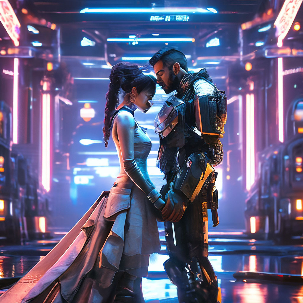 "Cyberpunk wedding" — image created in Shedevrum